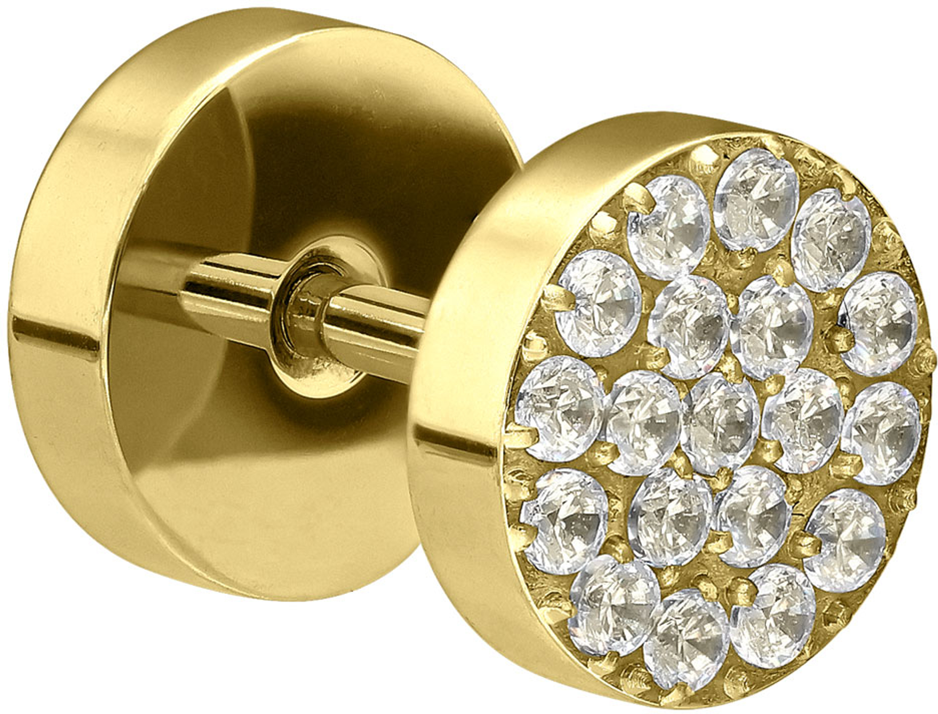Surgical steel fake plug CRYSTALS | GO = Gold-Colored | SLX986_[94163]